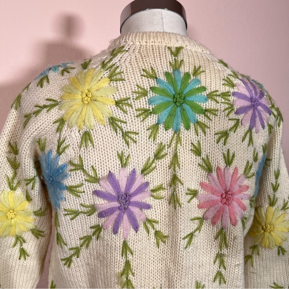 Vintage | Sweaters | Vintage 4 50 Retro Cottagecore Hand Embroidered ...
